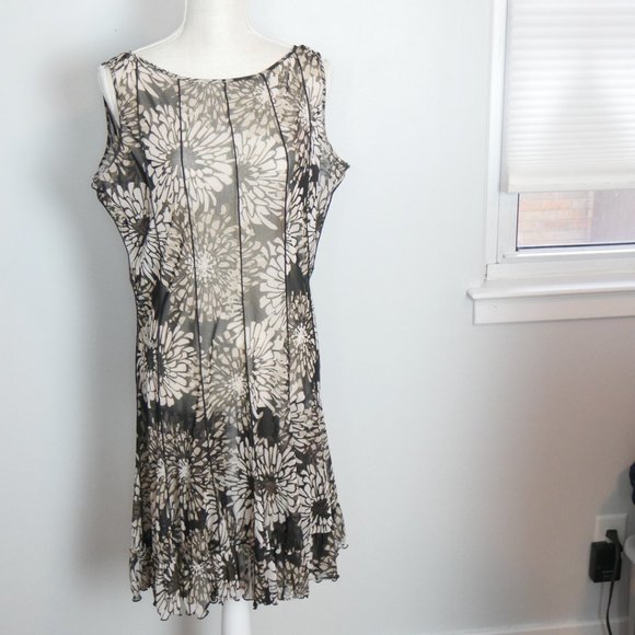 Sandra Darren | Dresses | Sandra Darren Brown With Tan Print Midi Dress ...